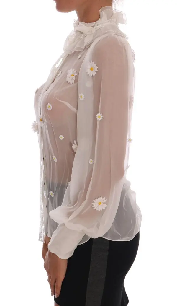 Dolce & Gabbana Daisy Applique Silk Shirt