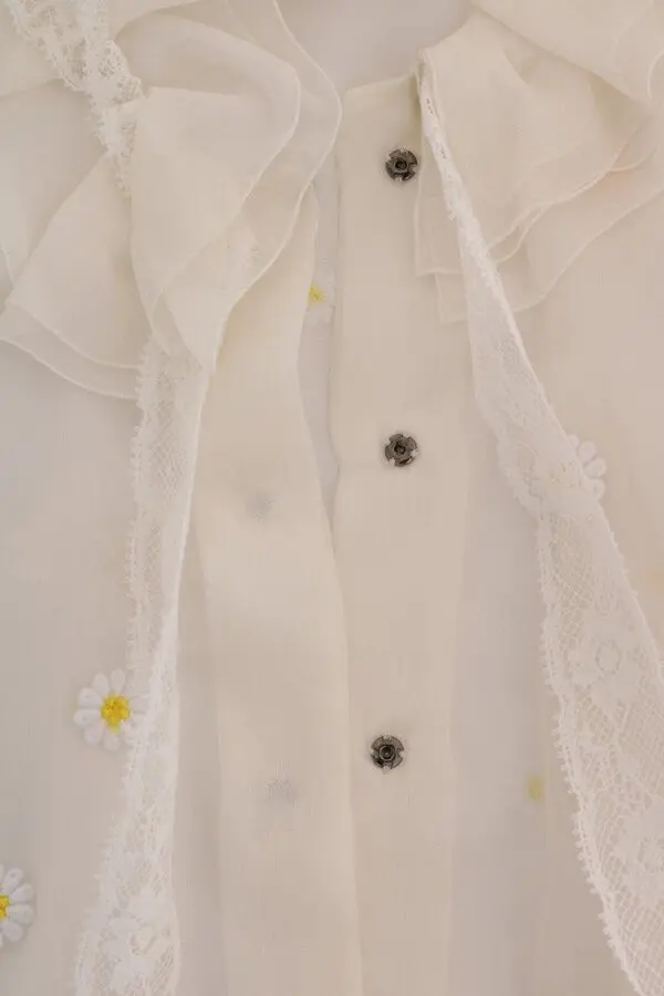 Dolce & Gabbana Daisy Applique Silk Shirt