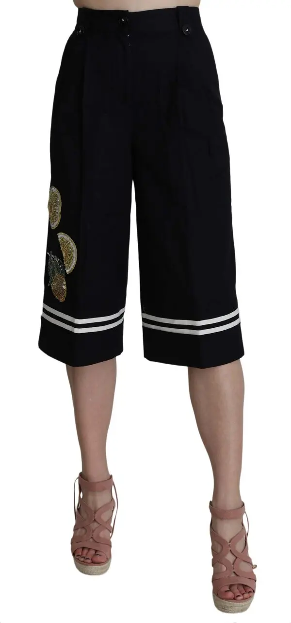 Dolce & Gabbana Cotton Cropped Embellished Trousers