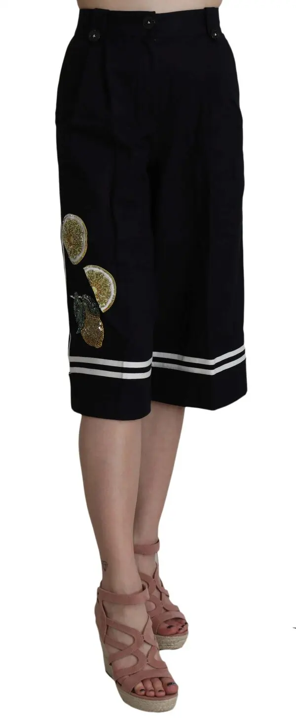 Dolce & Gabbana Cotton Cropped Embellished Trousers