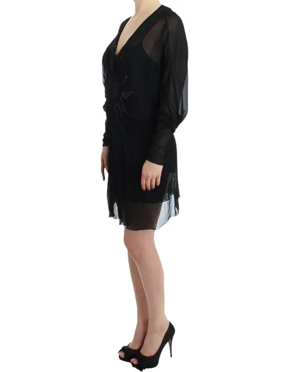 Roberto Cavalli Long Sleeve Silk Blouson Dress