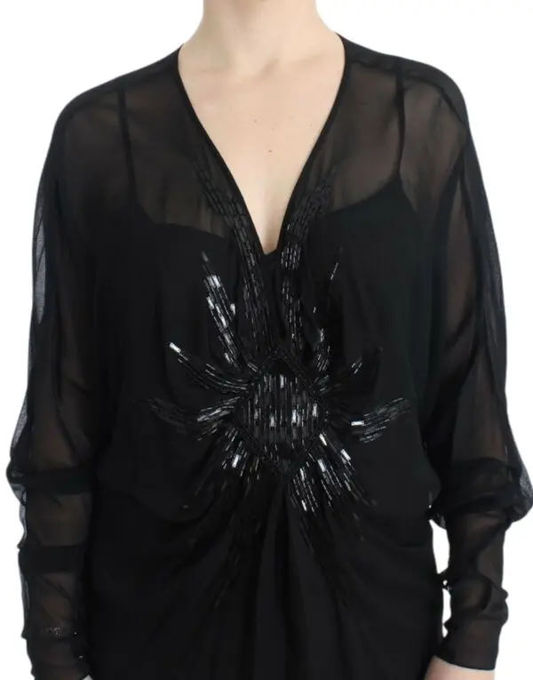 Roberto Cavalli Long Sleeve Silk Blouson Dress