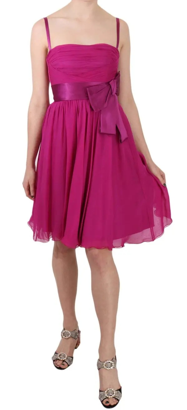 Dolce & Gabbana Silk Sleeveless Dress With Bow - Pink