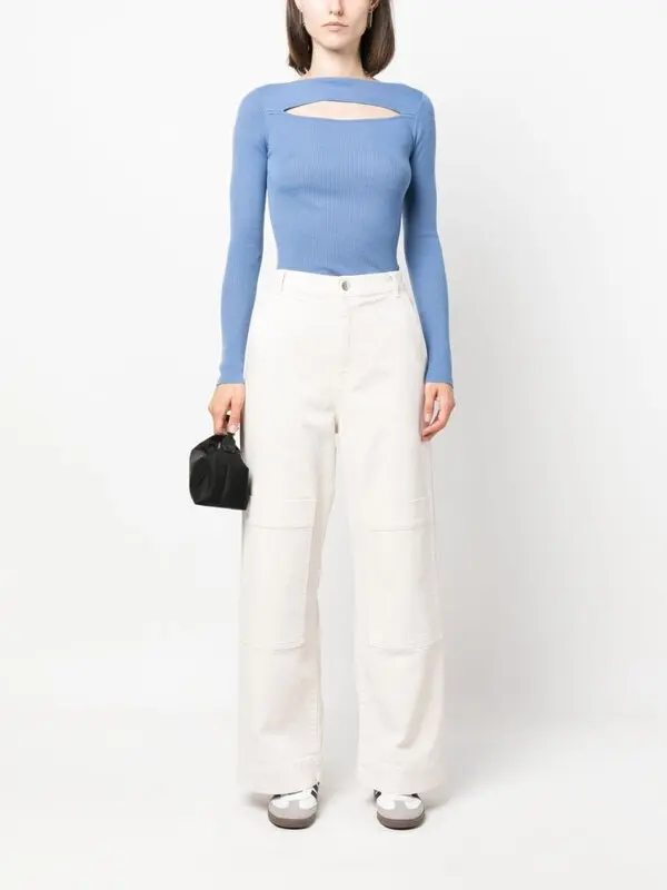 PAROSH Low-rise Wide-leg Jeans - White