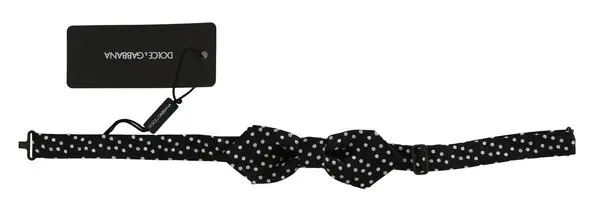 Dolce & Gabbana Polka Dots Silk Adjustable Bow Tie - Black
