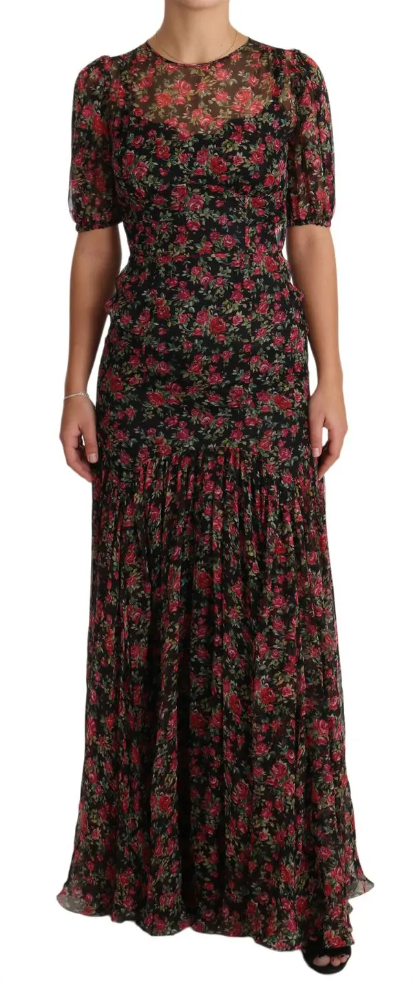 Dolce & Gabbana Floral Roses A-line Maxi Gown