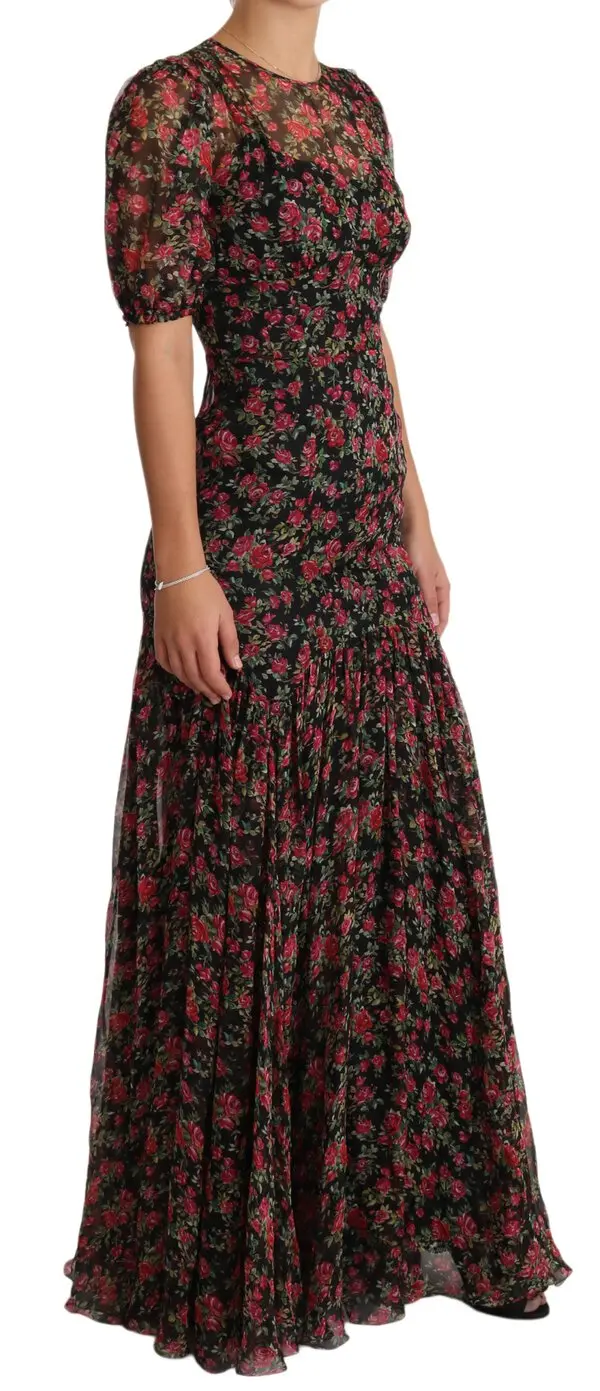 Dolce & Gabbana Floral Roses A-line Maxi Gown