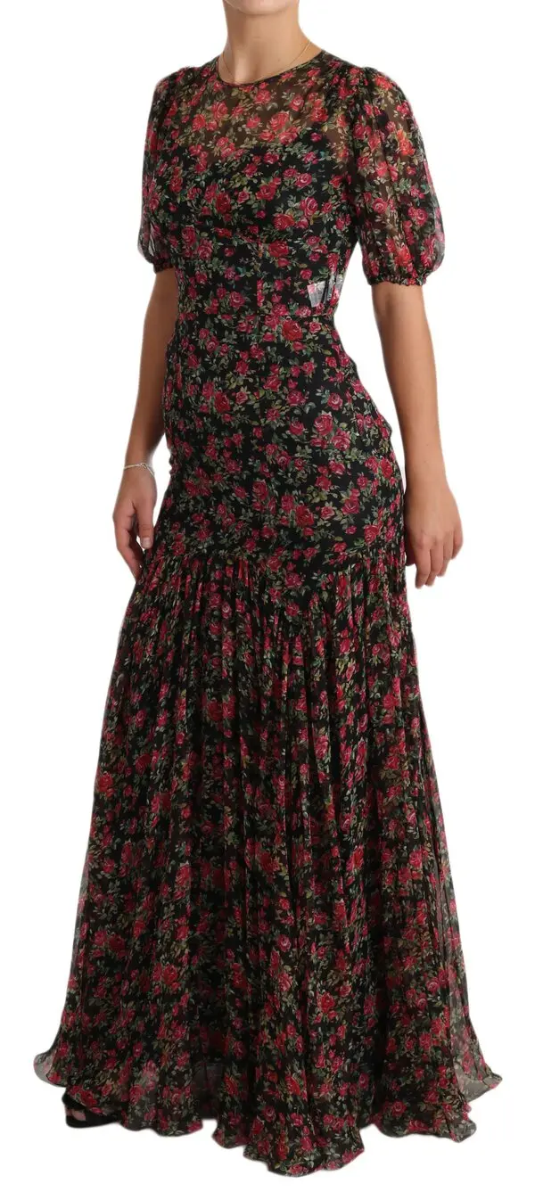Dolce & Gabbana Floral Roses A-line Maxi Gown