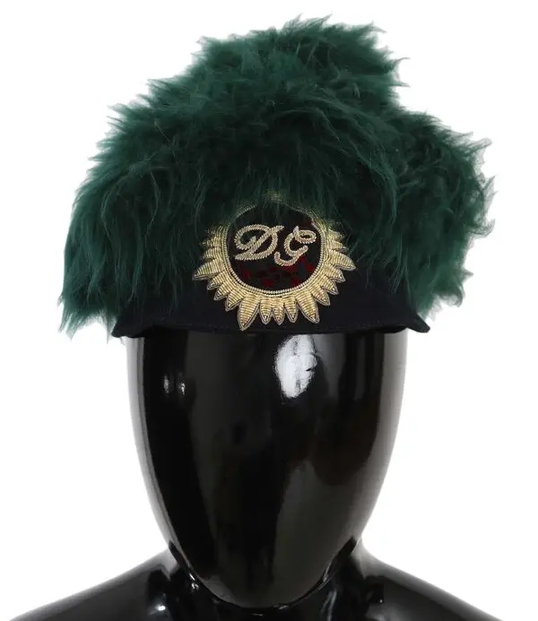 Dolce & Gabbana Fur Cloche Hat With Embroidered Logo - Green