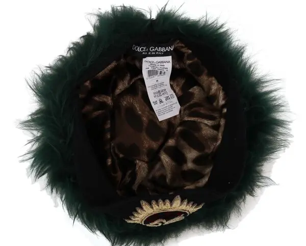 Dolce & Gabbana Fur Cloche Hat With Embroidered Logo
