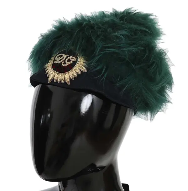 Dolce & Gabbana Fur Cloche Hat With Embroidered Logo