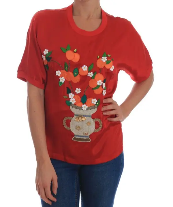 Dolce & Gabbana Silk Floral Applique Blouse