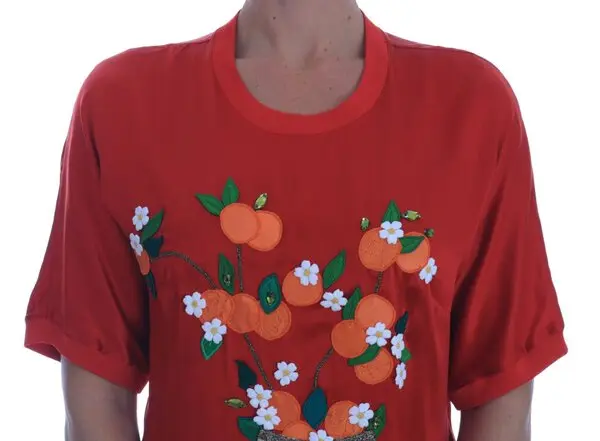 Dolce & Gabbana Silk Floral Applique Blouse