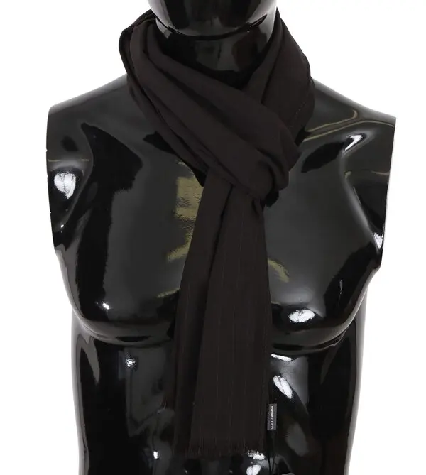 Dolce & Gabbana Virgin Wool Striped Pattern Wrap Scarf - Brown