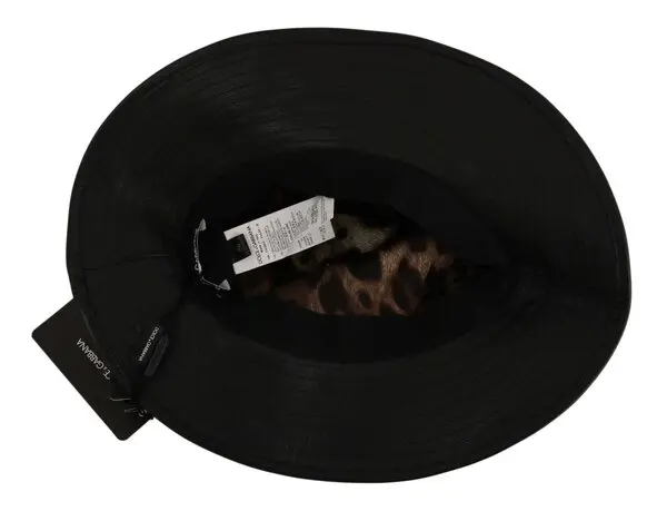 Dolce & Gabbana Leather Wide Brim Hat With Dg Coin And Crystal Details