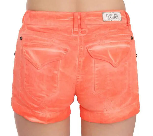 Plein Sud Mid-rise Denim Mini Shorts - Orange