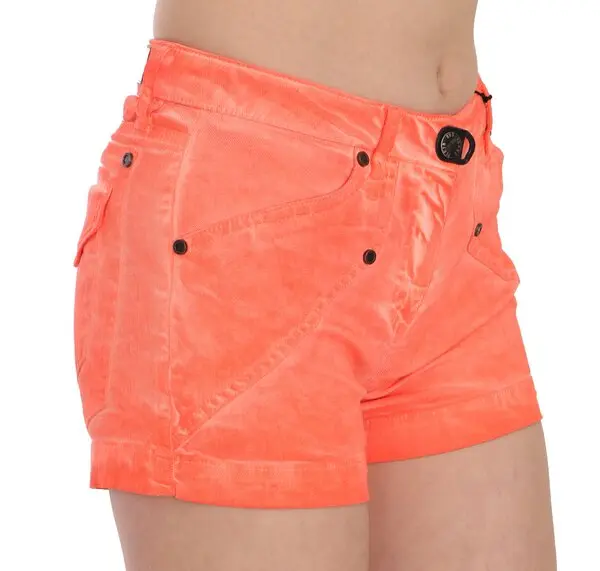 Plein Sud Mid-rise Denim Mini Shorts - Orange