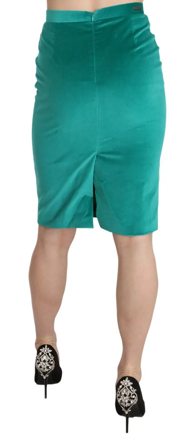 GF FERRE Solid Twill Knee Length Pencil Skirt