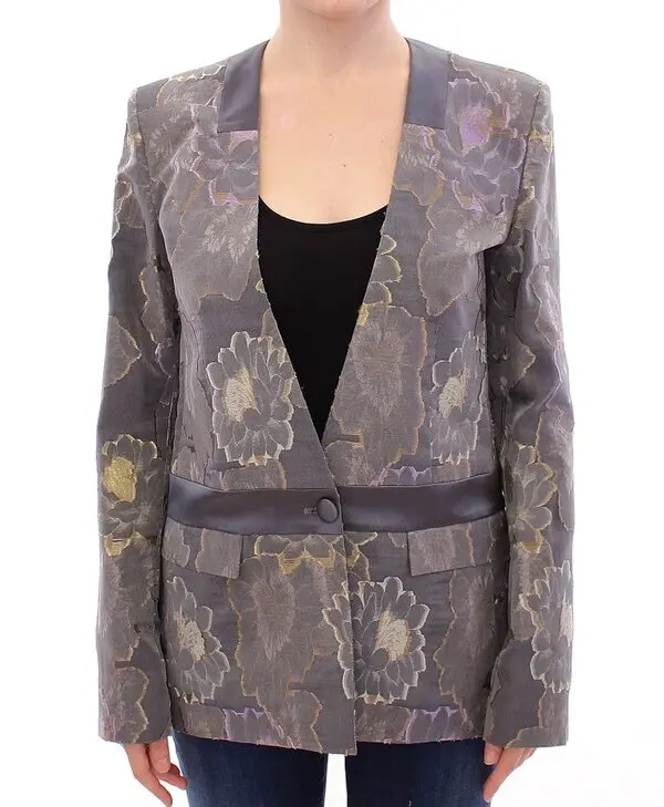 ROBERTO FRAGATA Floral Silk Lined Cotton Blazer