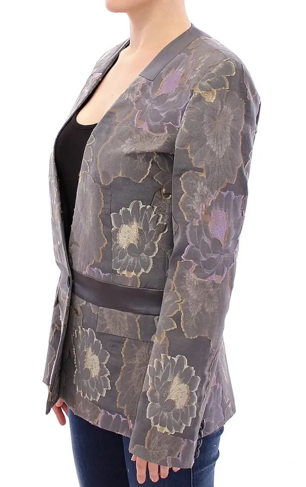 ROBERTO FRAGATA Floral Silk Lined Cotton Blazer