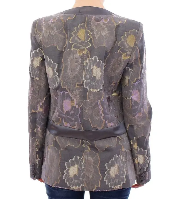 ROBERTO FRAGATA Floral Silk Lined Cotton Blazer