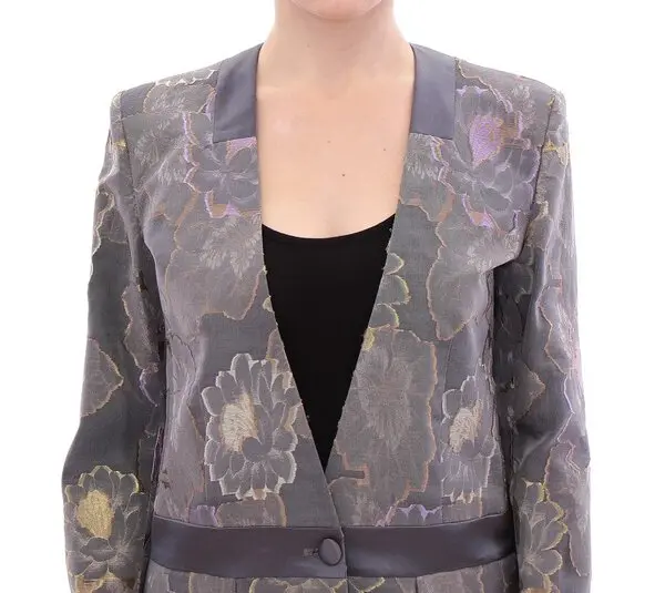 ROBERTO FRAGATA Floral Silk Lined Cotton Blazer