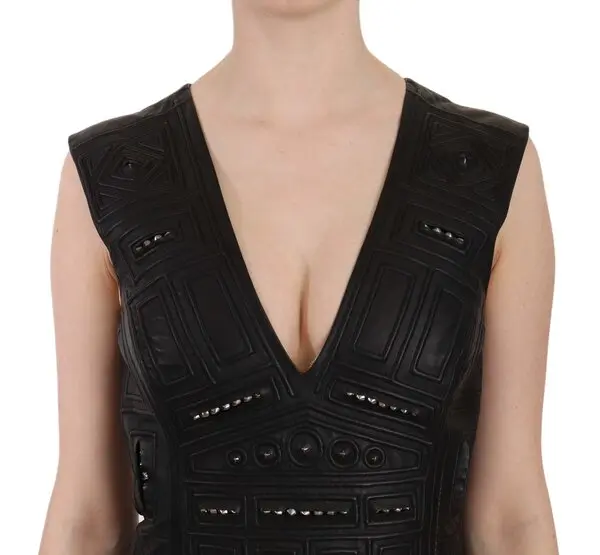 John Richmond Leather Studded Mini Dress