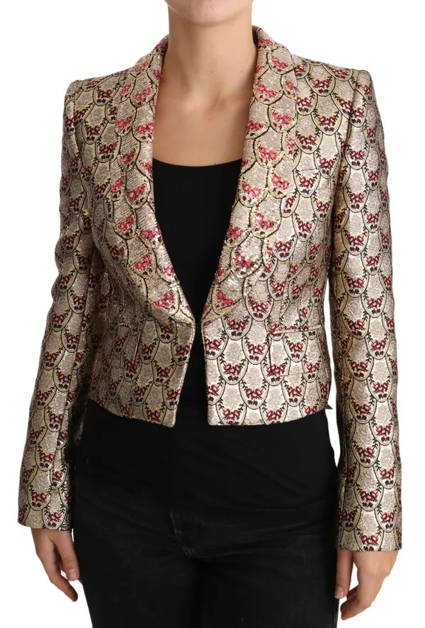 Dolce & Gabbana Floral Sequined Blazer Coat - Gold