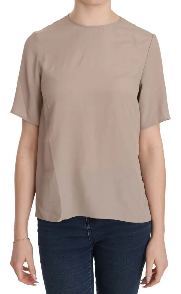 Dolce & Gabbana Crew Neck Short Sleeve Blouse - Beige