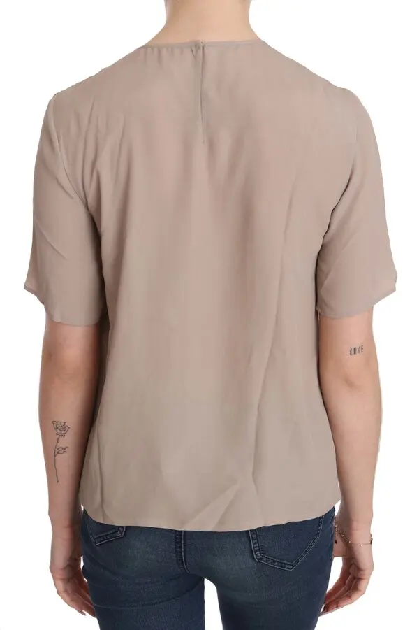 Dolce & Gabbana Crew Neck Short Sleeve Blouse - Beige