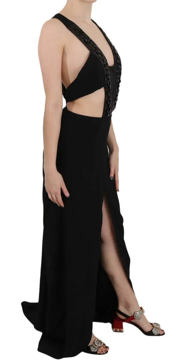 John Richmond Crystal Leather Gown