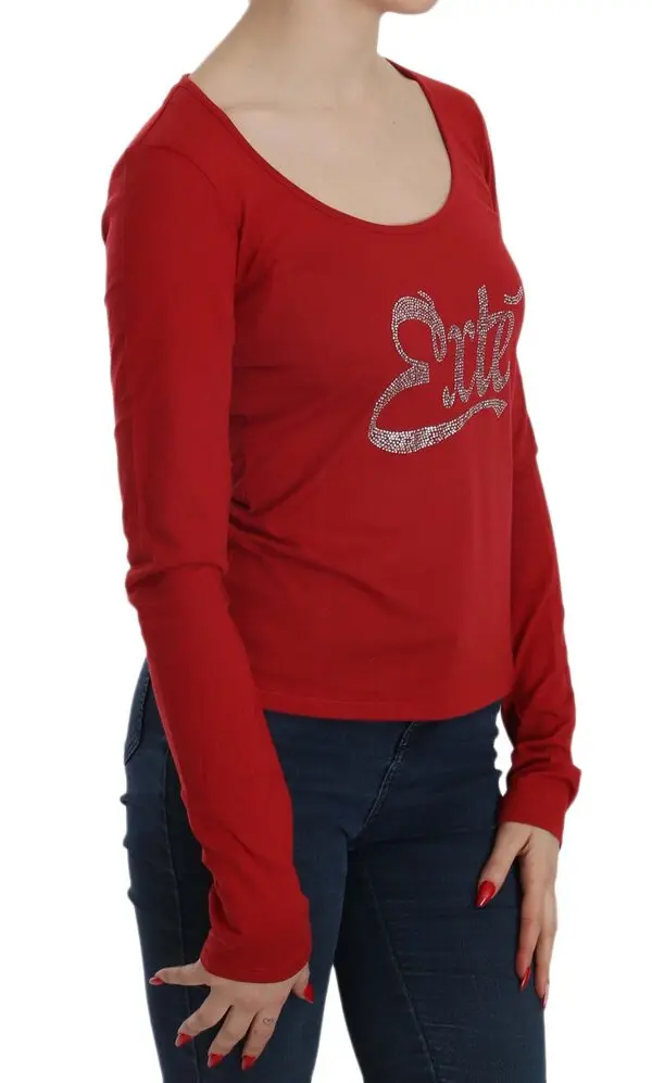 EXTE Crystal Embellished Long Sleeve Blouse - Red