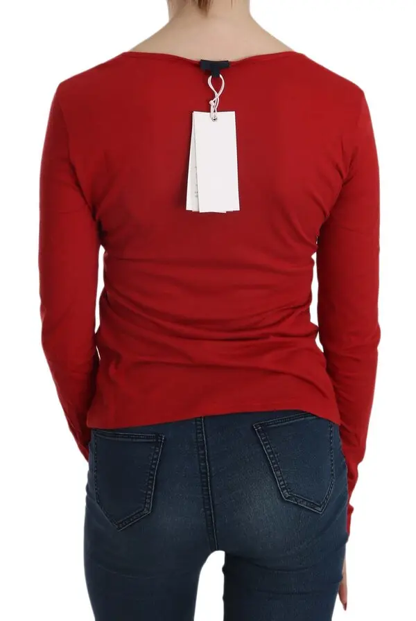 EXTE Crystal Embellished Long Sleeve Blouse - Red