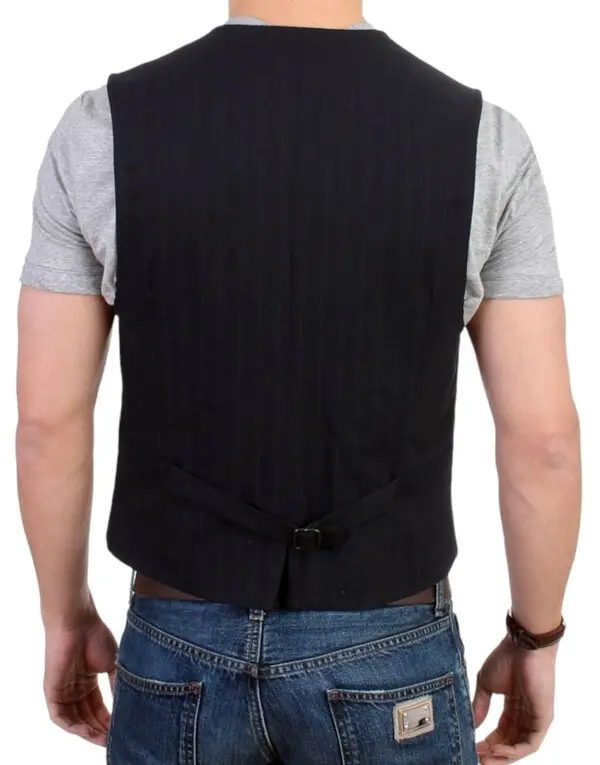 Costume National Striped Cotton Blend Casual Vest