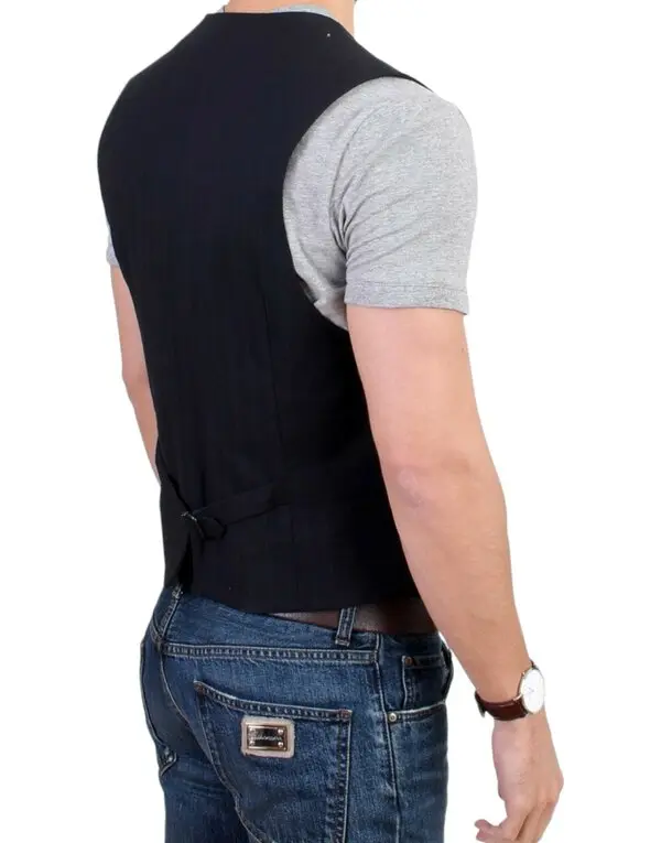Costume National Striped Cotton Blend Casual Vest