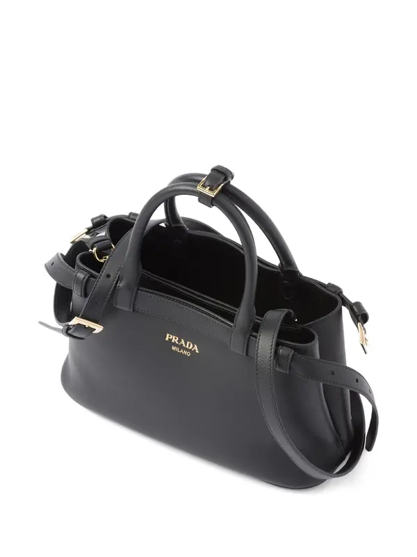Prada Small Belted Leather Two-way Bag - Nero