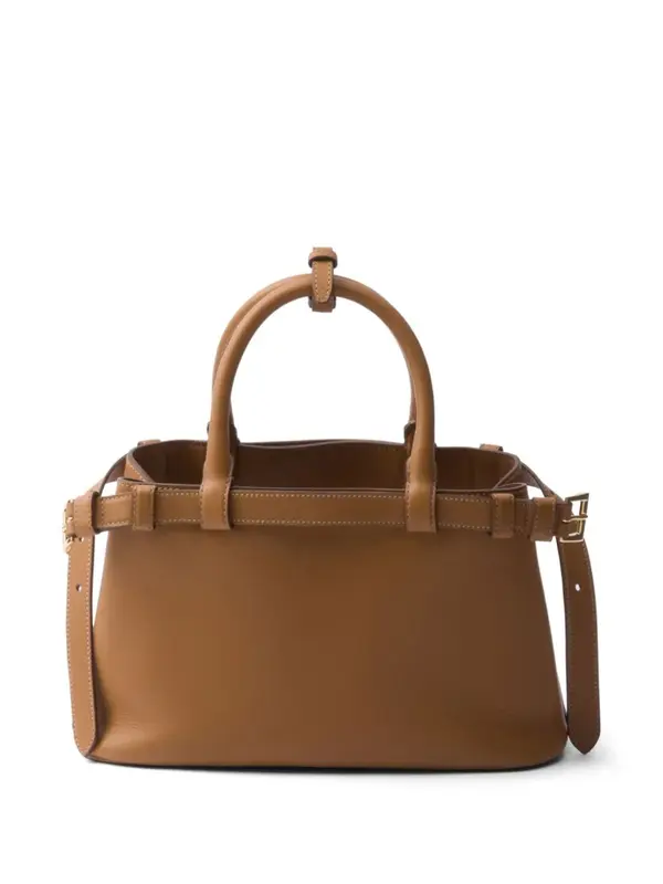 Prada Small Belted Leather Two-way Bag - Nero