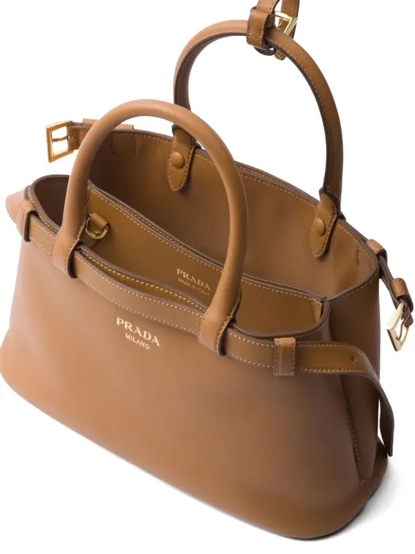 Prada Small Belted Leather Two-way Bag - Nero