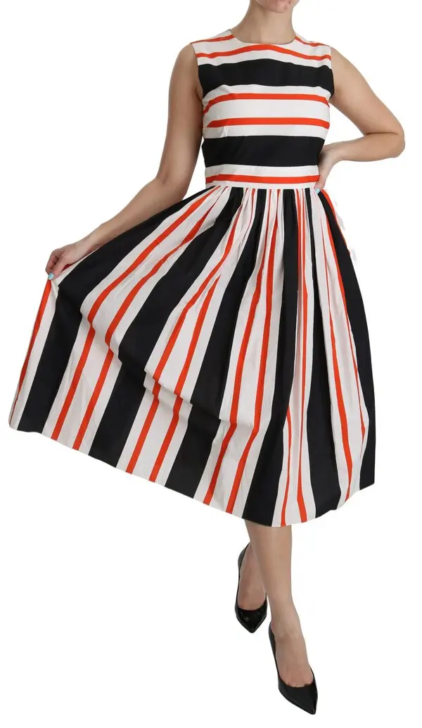 Dolce & Gabbana Striped A-line Pleated Midi Dress