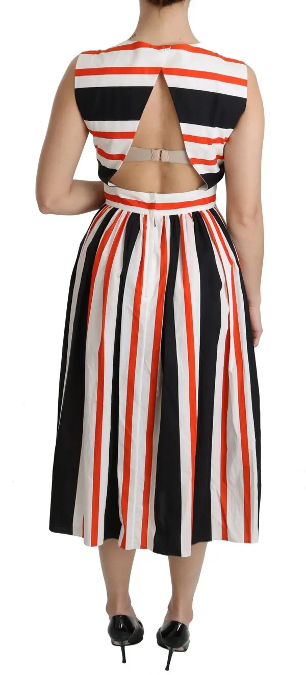 Dolce & Gabbana Striped A-line Pleated Midi Dress