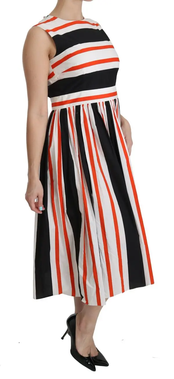 Dolce & Gabbana Striped A-line Pleated Midi Dress
