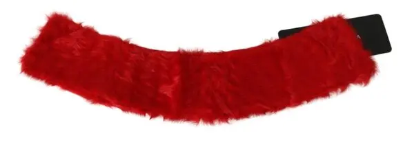 Dolce & Gabbana Fur Neck Collar Wrap Lambskin Scarf - Red