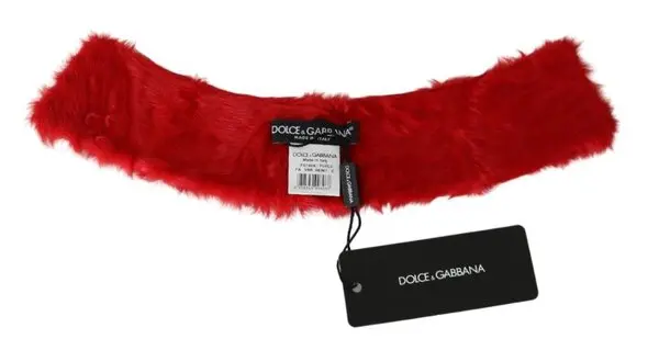 Dolce & Gabbana Fur Neck Collar Wrap Lambskin Scarf - Red