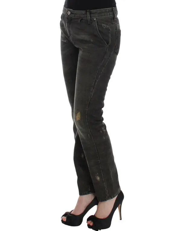 Costume National Distressed Straight Leg Jeans - Gray