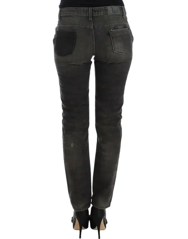 Costume National Distressed Straight Leg Jeans - Gray