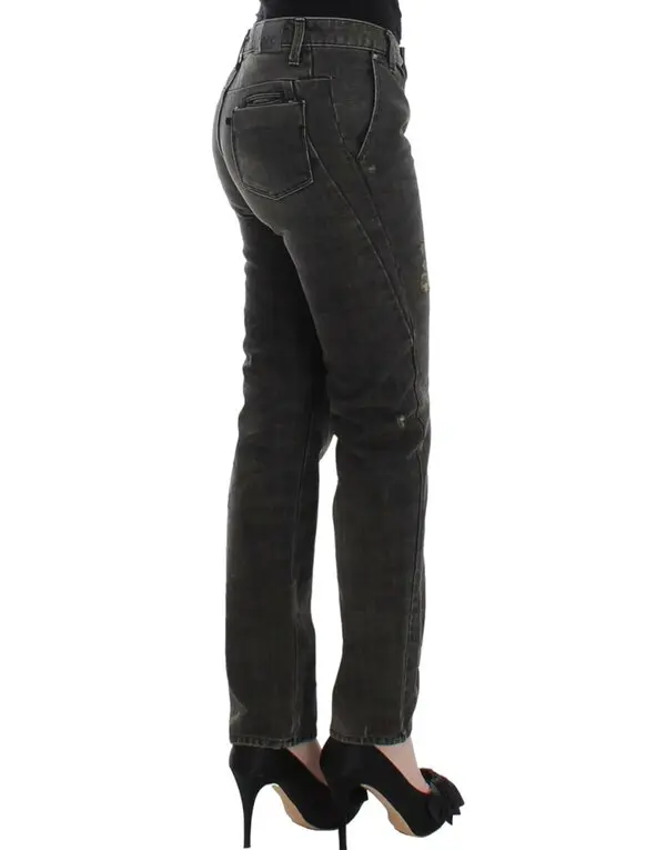 Costume National Distressed Straight Leg Jeans - Gray