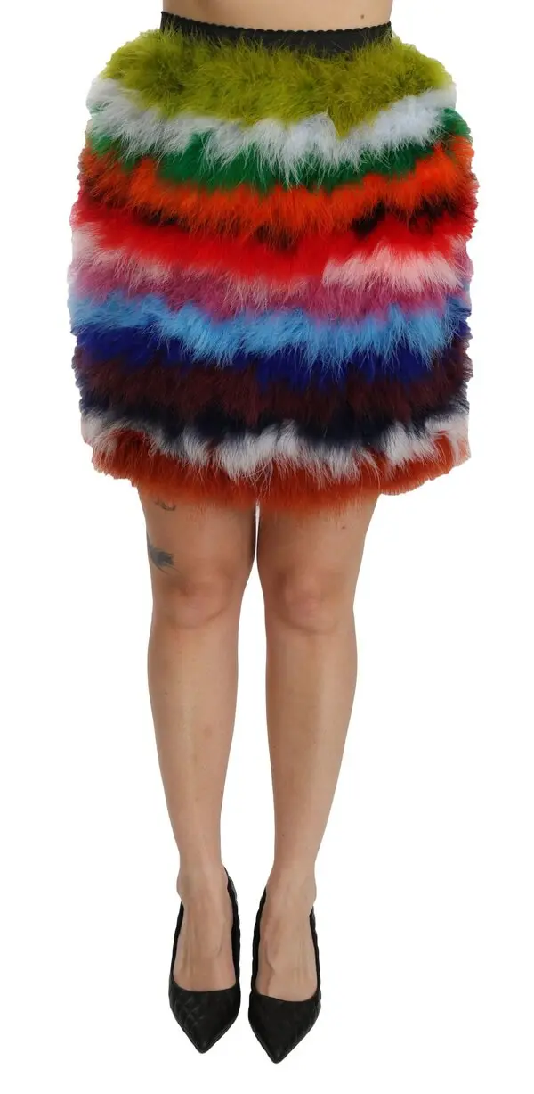 Dolce & Gabbana High Waist Feather Mini Skirt
