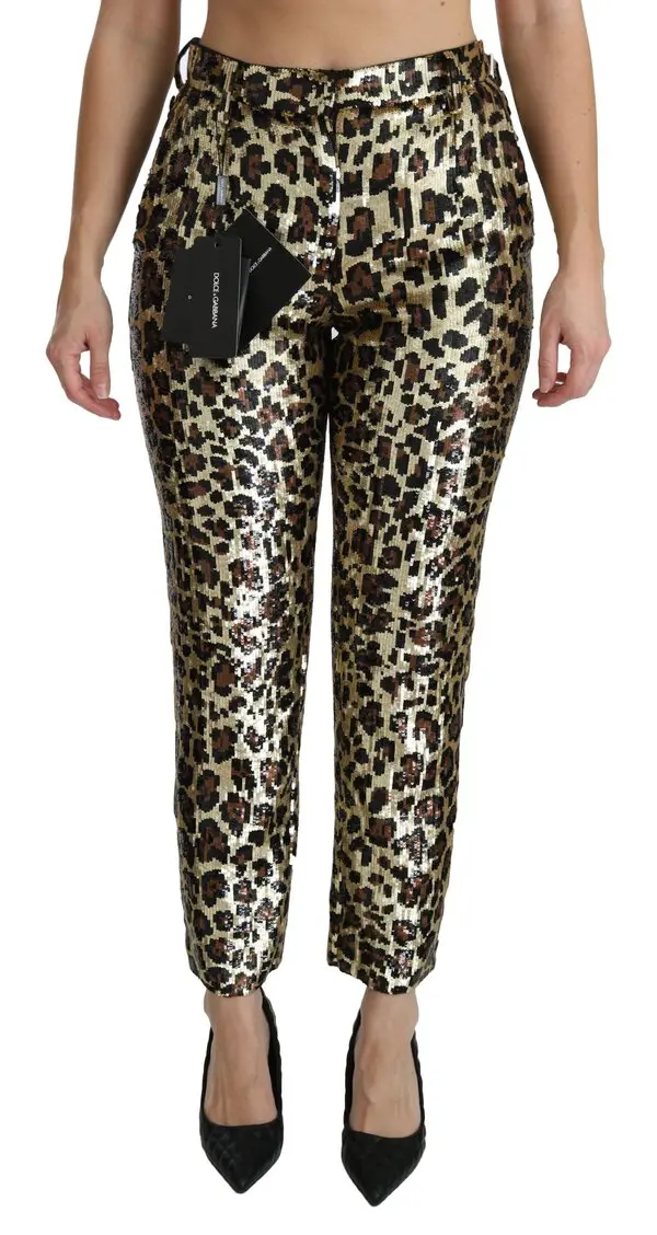 Dolce & Gabbana High Waist Leopard Sequined Pants