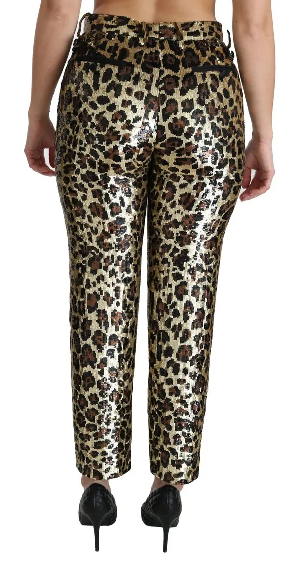 Dolce & Gabbana High Waist Leopard Sequined Pants