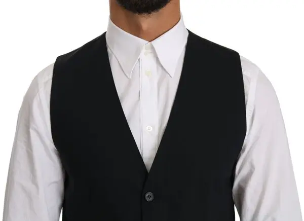 Dolce & Gabbana Wool Waistcoat Formal Gilet Vest - Blue